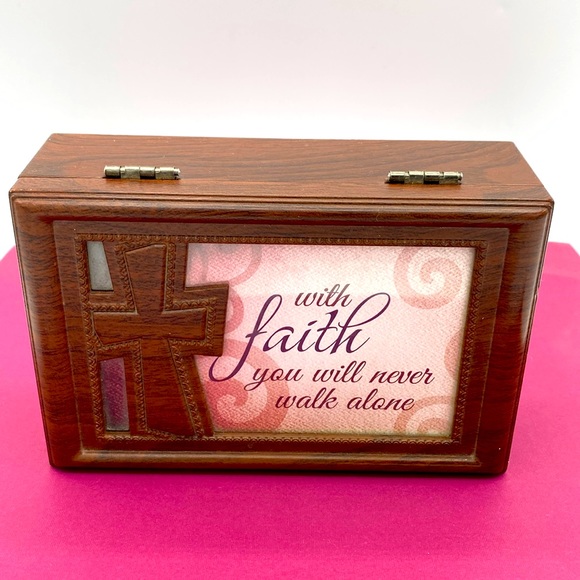 Religious | Accents | Woodgrain Religious Music Box With Faith You Will ...